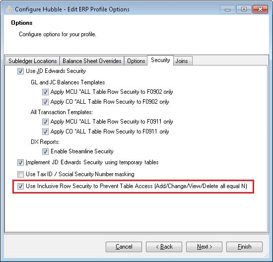 Incorporate JD Edwards Security – Hubble