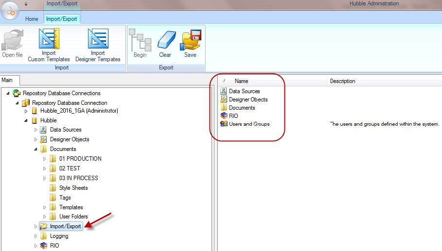 Import and Export Repository Information – Hubble